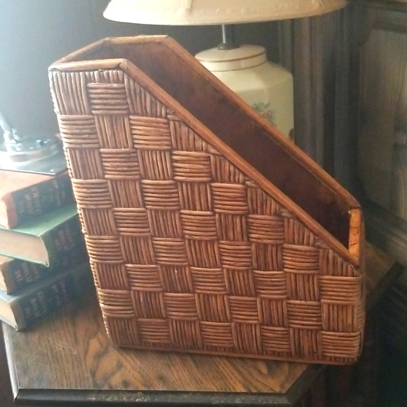 Vintage | Storage & Organization | Vintage Wooden Woven Pattern File ...